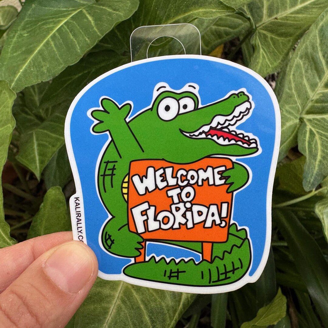 Cute Welcome to Florida Souvenir Sticker Alligator Vinyl Decal for FL ...