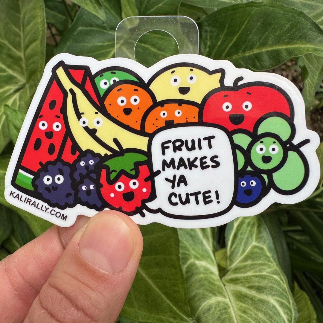 Funny Food Sticker Pack Cute Fruit Vegan Vegetarian Gift Cooking Decal ...