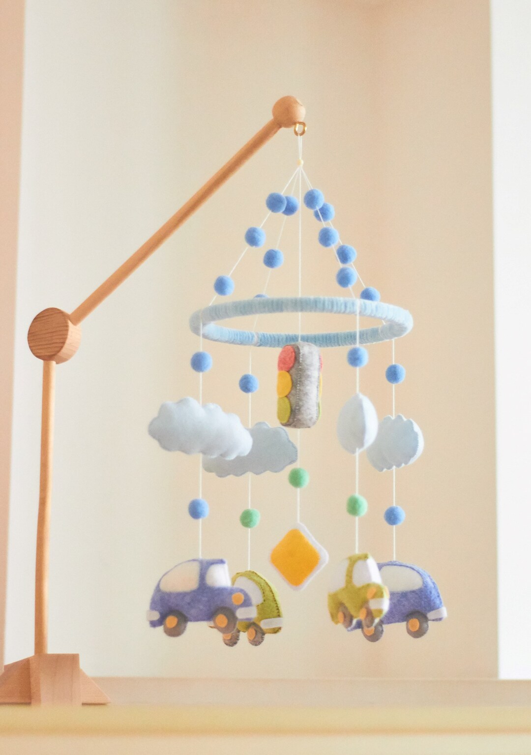 Baby Boy Mobile With Car Felt Mobile Baby Nursery Decor for Newborn ...
