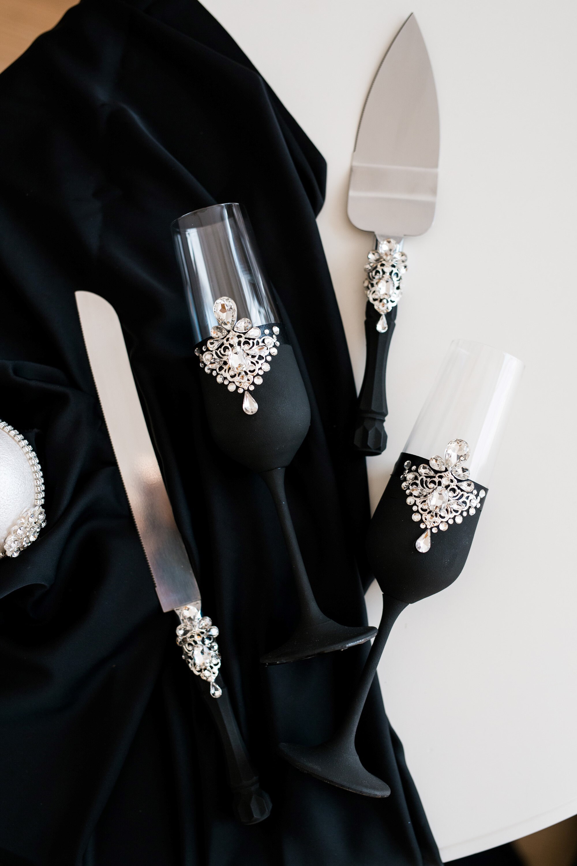 Wedding Cake Cutting Set Black Wedding Cake & Knife Bride | Etsy