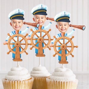 Ship Captain Cupcake Topper Printable, Sea Boy Cupcake Topper, Captain ...