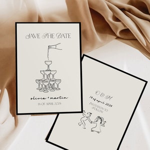 Hand Drawn Save the Date, Hand Drawn Wedding Invitation, Old Money Save ...