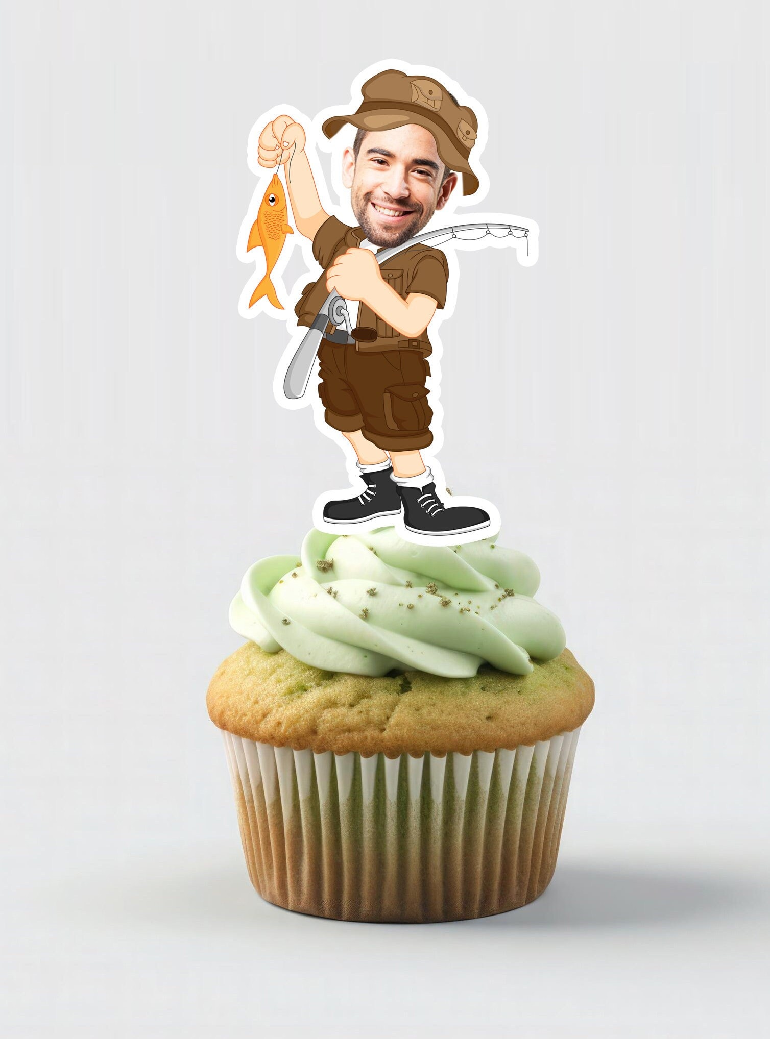 Fishing Birthday Cupcake Toppers, Fisherman Cupcake Topper, Fishing ...