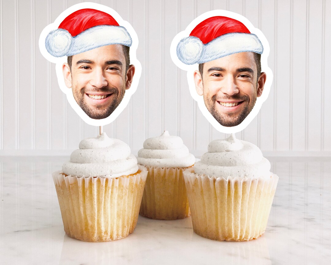 Santa Hat Cupcake Topper, Christmas Cupcake Toppers, Office Christmas ...