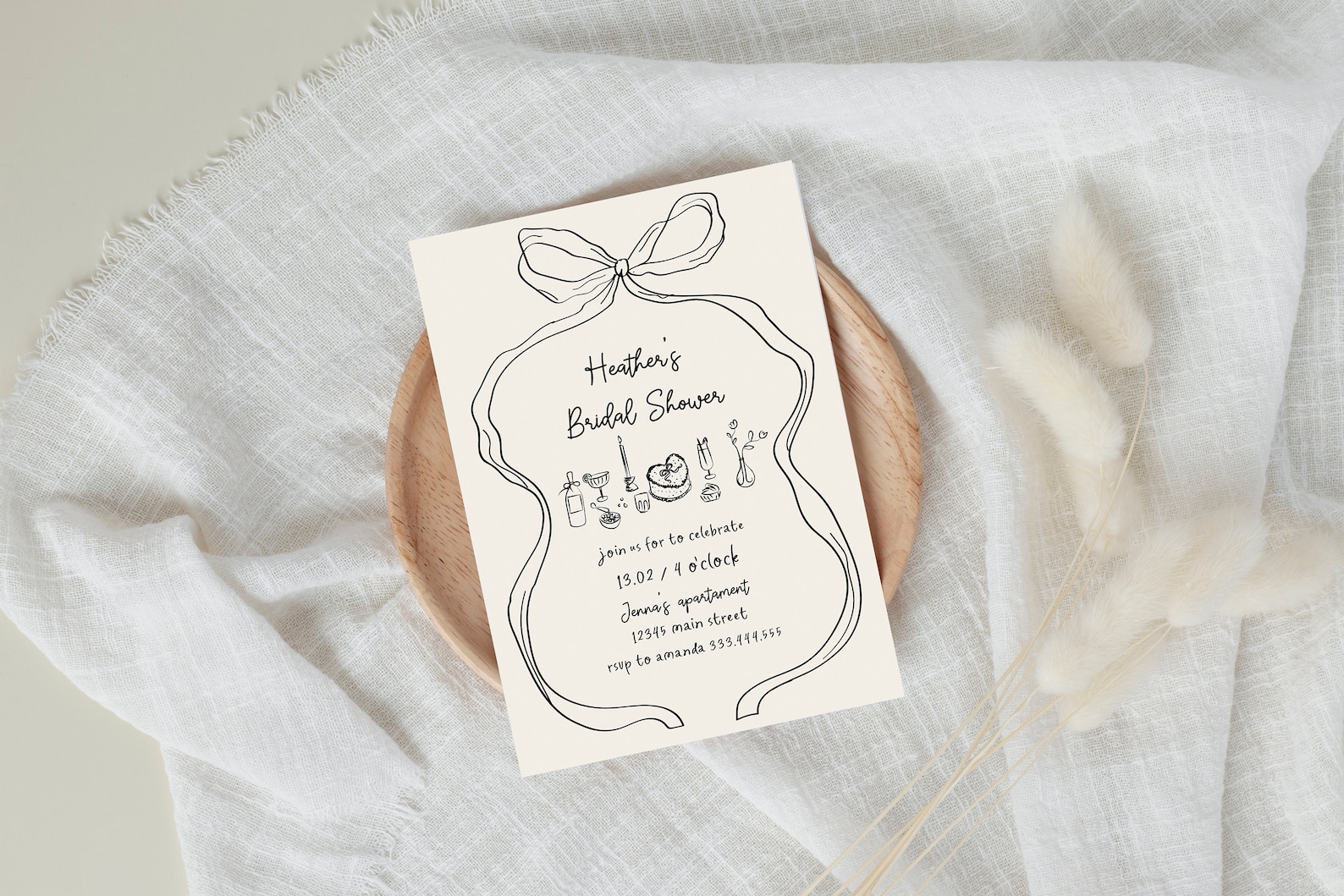 Old Money Bridal Shower Invitation, Ribbon Bridal Shower Invitation ...
