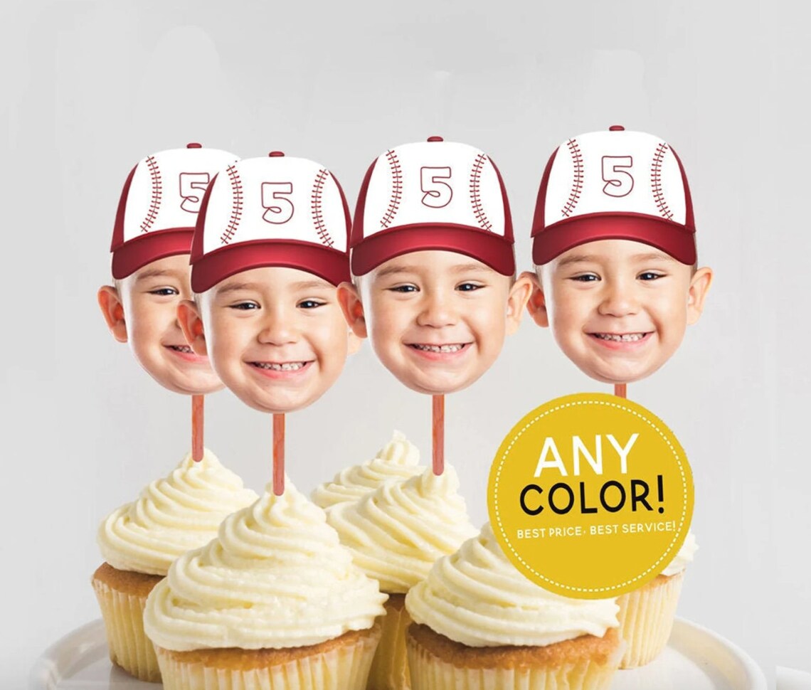 Baseball Cupcake Toppers, Cupcake Toppers With Photo, Sports Theme ...