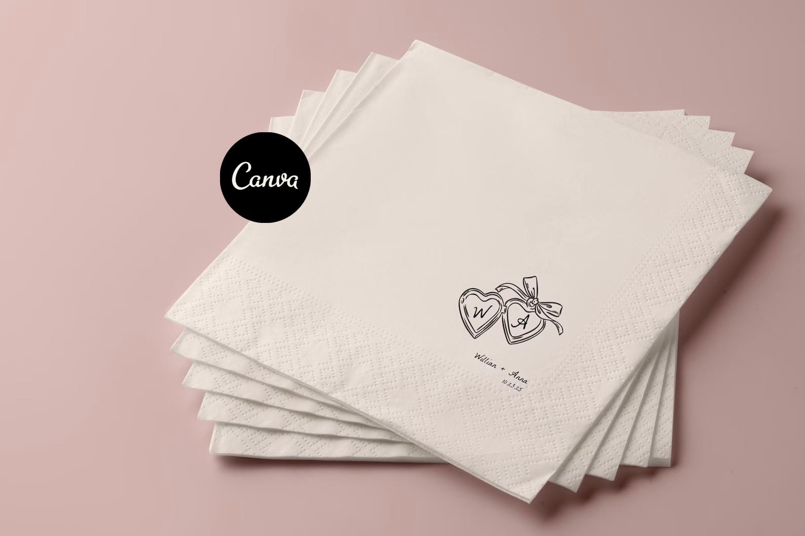 Handwritten Wedding Napkin Template, Personalized Wedding Napkins ...