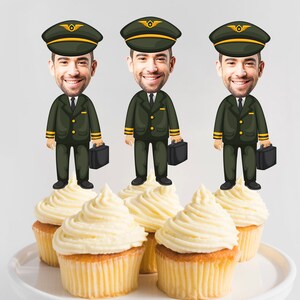 Airplane Pilot Cupcake Topper Printable, Airplane Pilot Party Decor ...