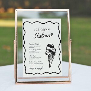 Ice Cream Station Sign Template, Editable Wedding Table Sign ...