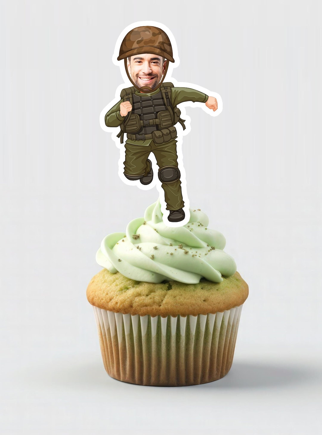 Soldier Cupcake Topper Printable, American Soldier Face Cupcake Topper ...