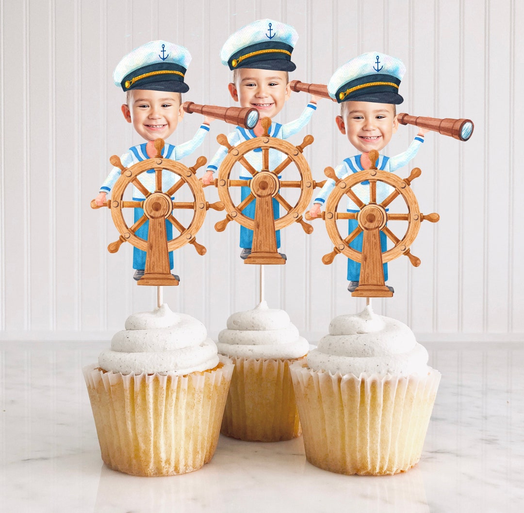 Ship Captain Cupcake Topper Printable, Sea Boy Cupcake Topper, Captain ...