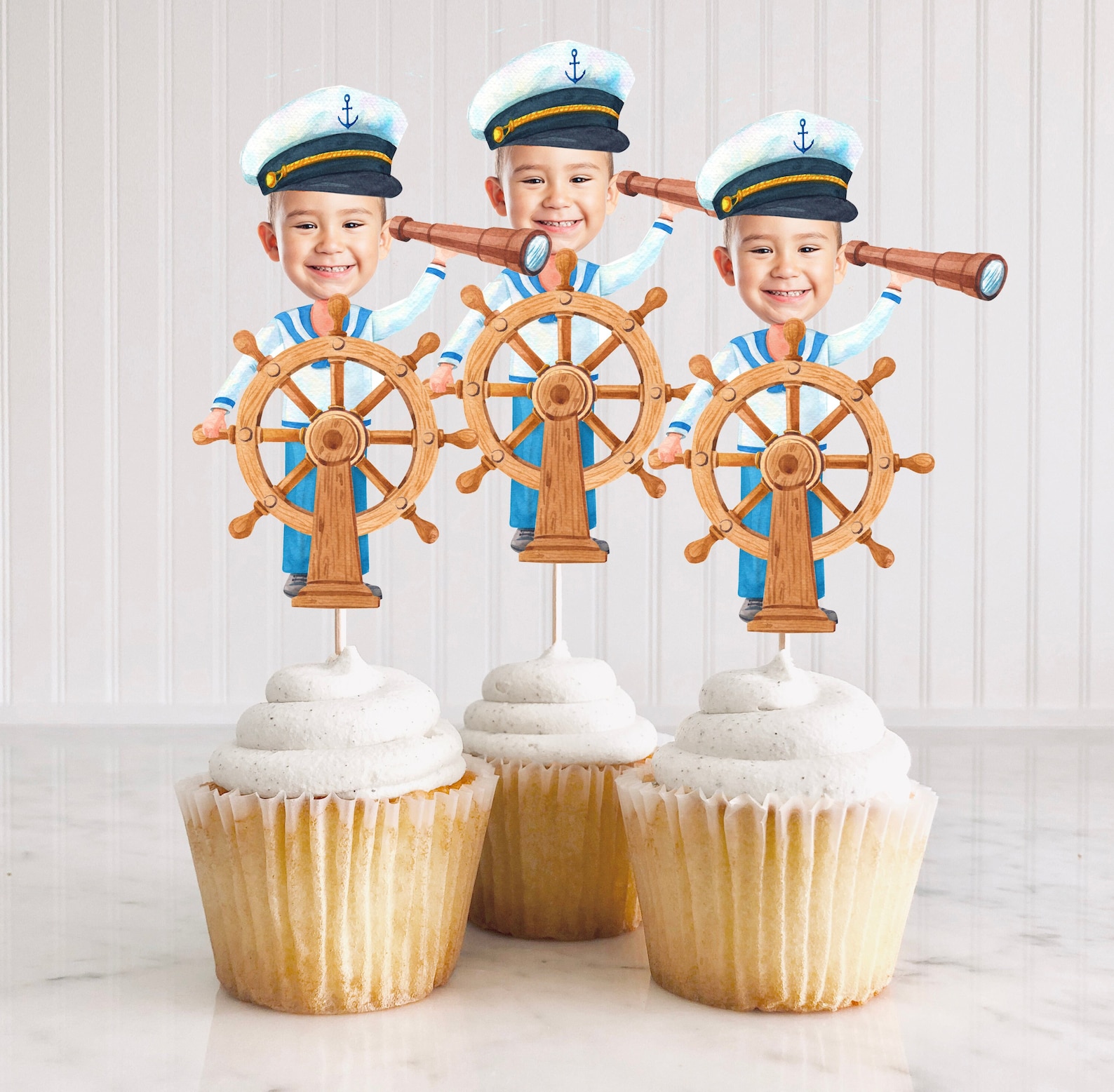 Ship Captain Cupcake Topper Printable, Sea Boy Cupcake Topper, Captain ...