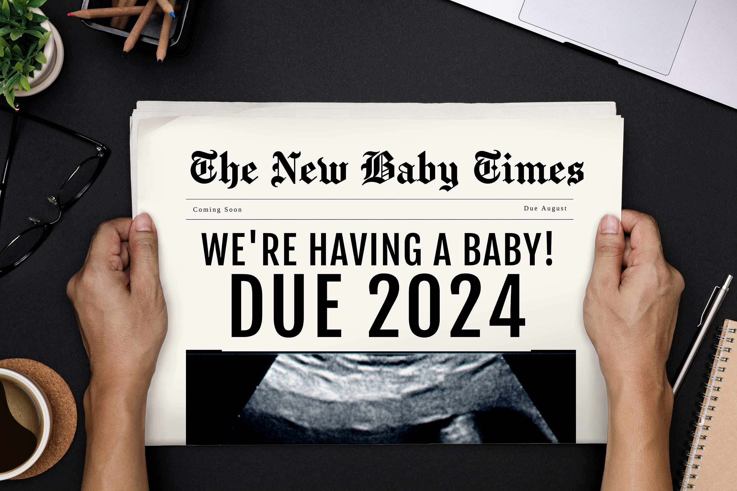 Extra! Extra! We're Having a Baby!, Pregnancy Announcement Newspaper ...