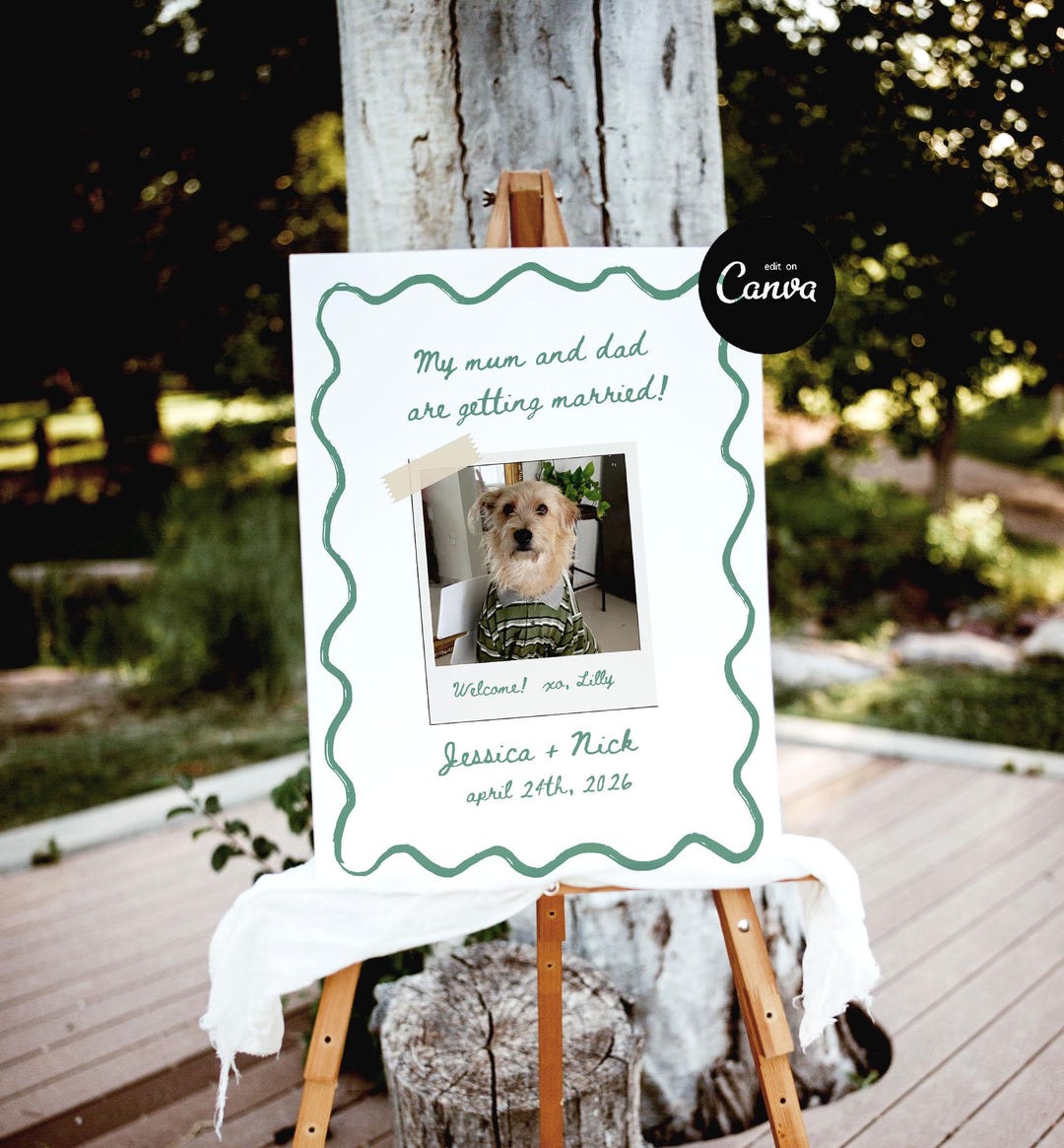 Dog Wedding Welcome Sign, Pet Welcome Sign, Photo Dog Welcome Sign ...