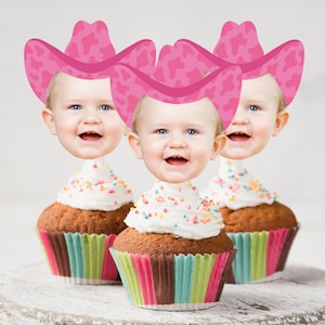 Pink Cowgirl Cupcake Topper Printable, First Rodeo Cupcake Toppers ...