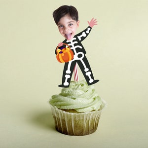 Skull Halloween Cupcake Topper, Skeleton Cupcake Topper, Boy Halloween ...