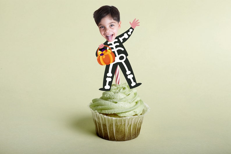 Skull Halloween Cupcake Topper Skeleton Cupcake Topper Boy - Etsy