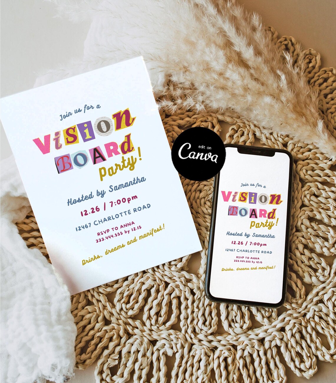 Vision Board Party Invitation, Manifesting Party Invite, Holiday Girls ...