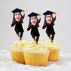 Graduation Photo Cupcake Topper Printable, Graduation Cake Topper, Grad ...