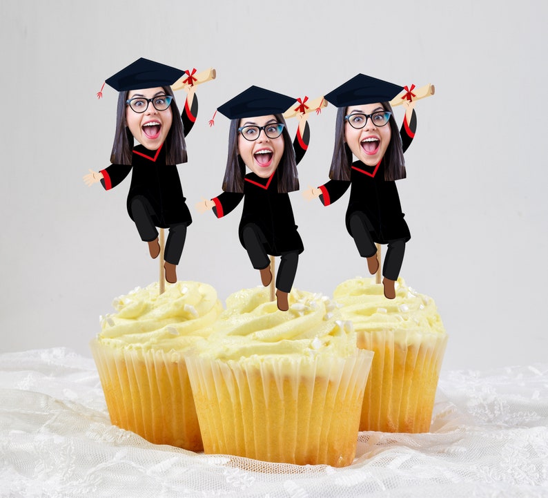 Graduation Photo Cupcake Topper Printable, Graduation Cake Topper, Grad ...