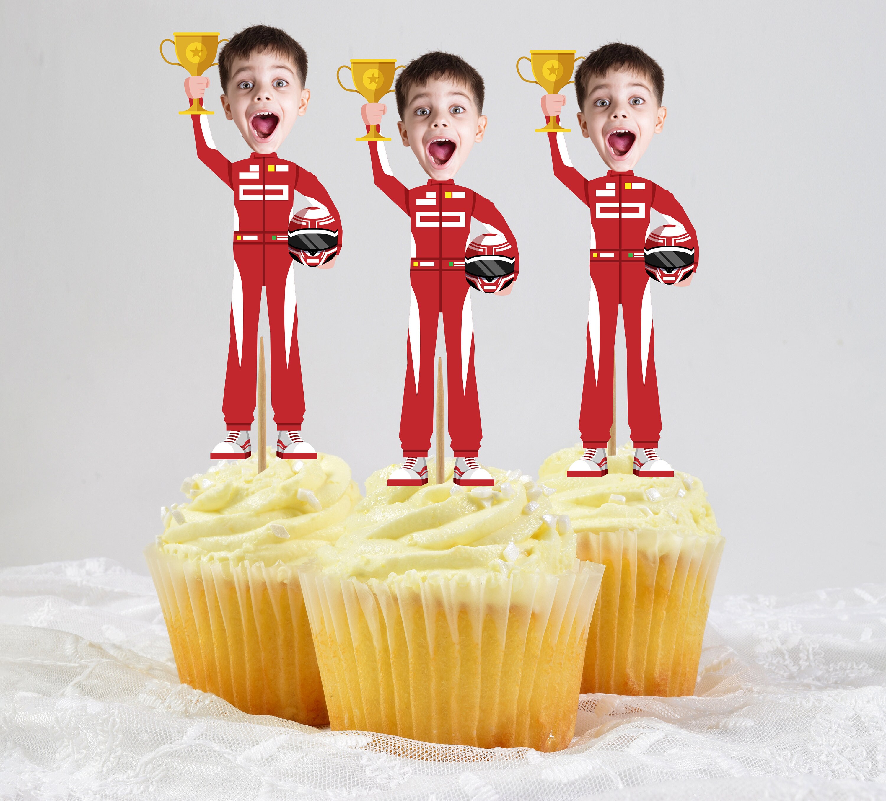Racing Party Cupcake Topper, Race Car Cupcake Topper, Driver Printable ...