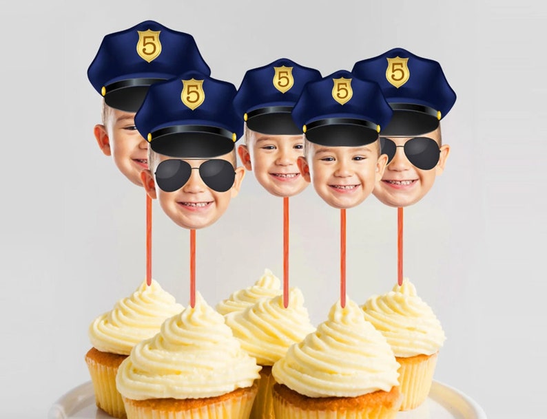 Police Cupcake Toppers, Photo Cupcake Toppers, PRINTABLE Cupcake ...