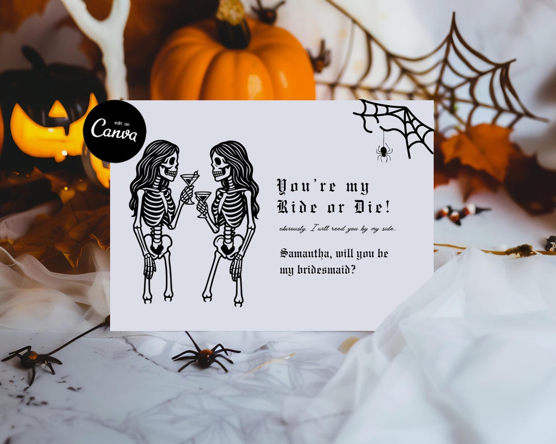 Halloween Bridesmaid Proposal Card, Skull Bridesmaid Proposal Card ...