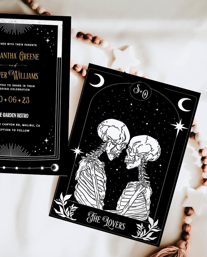 Modern Gothic Tarot Skull Wedding Invitation Suite Gothic - Etsy