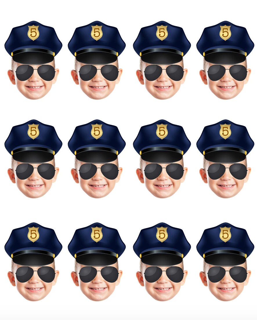 Police Cupcake Toppers, Photo Cupcake Toppers, PRINTABLE Cupcake ...