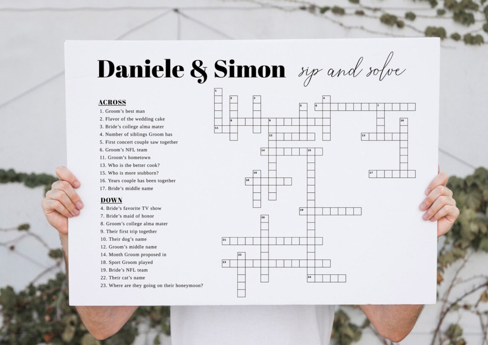 Modern Wedding Crossword Puzzle Game for Reception Wedding - Etsy