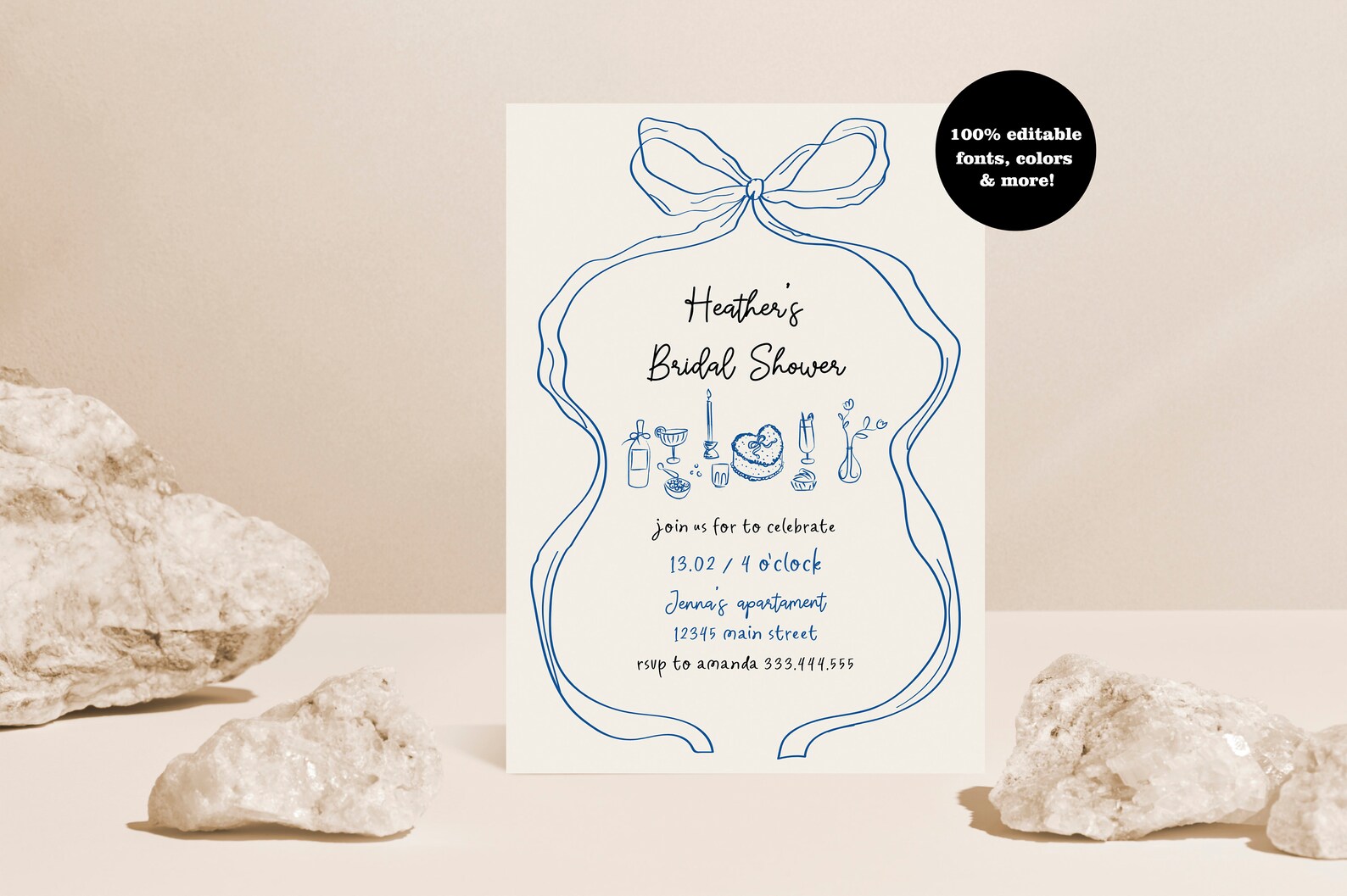 Old Money Bridal Shower Invitation, Ribbon Bridal Shower Invitation ...