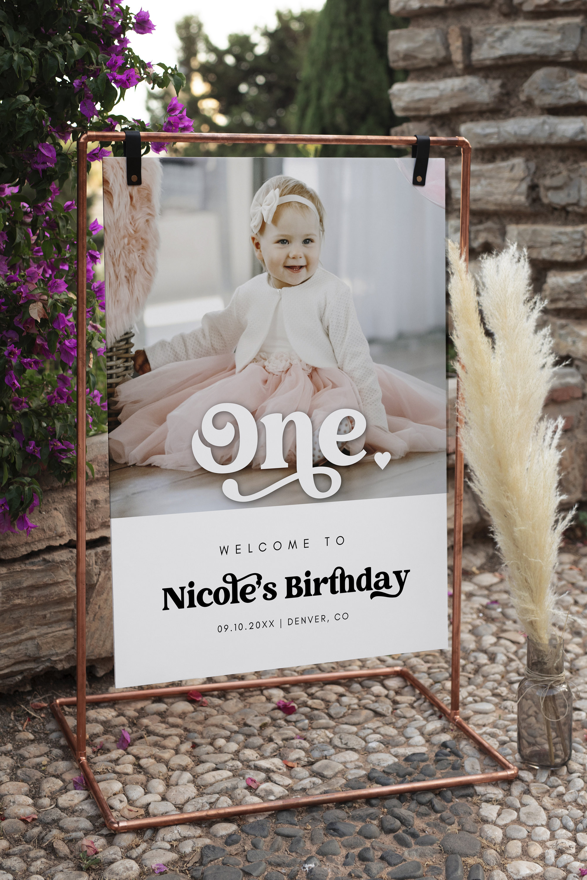 Modern Photo Birthday Welcome Sign Template 1st Birthday - Etsy