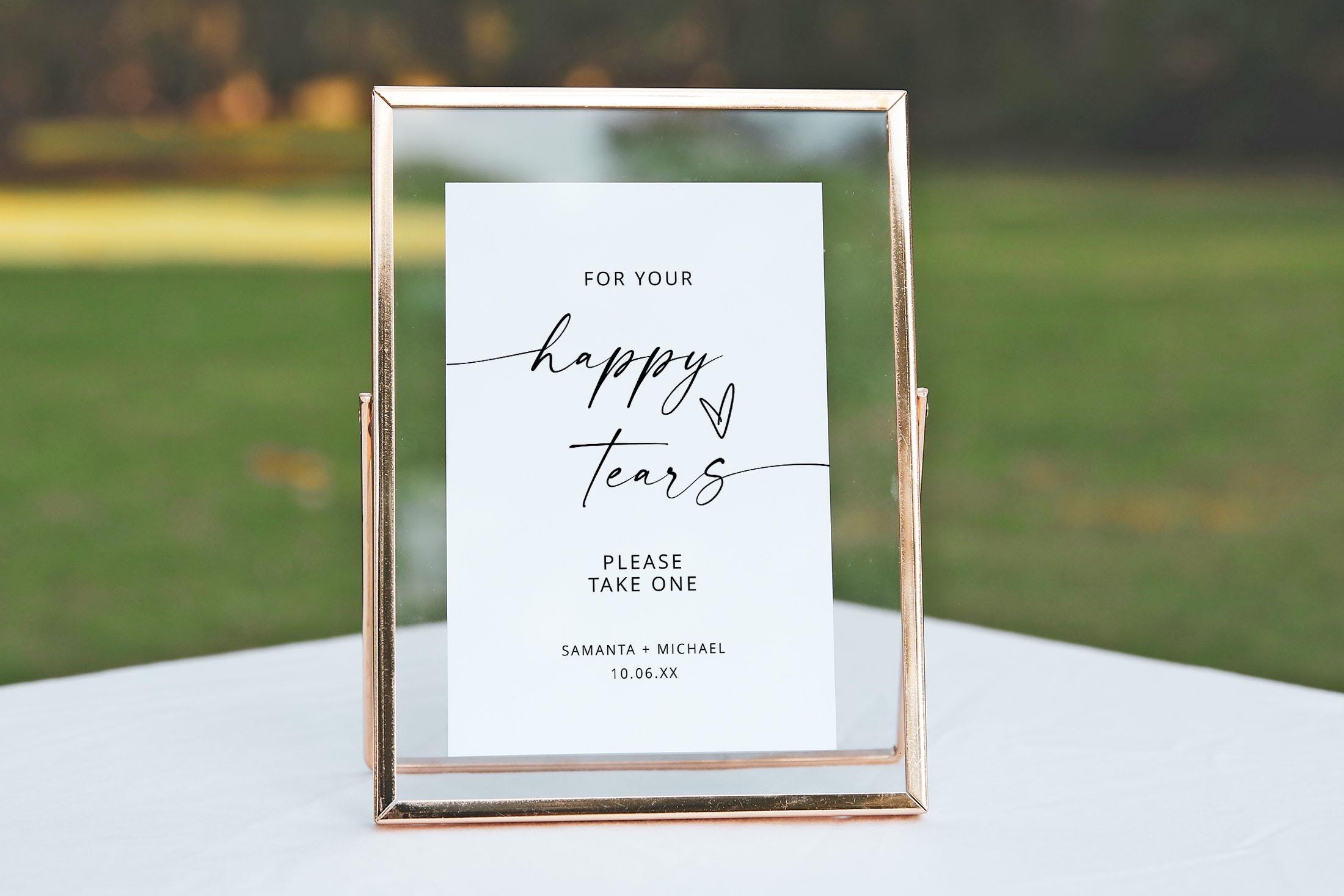 Happy Tears Template Printable Wedding Sign, Wedding Day Kleenex Sign ...