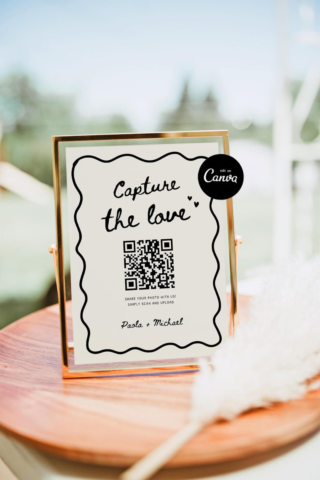 Hand Drawn Capture the Love Sign, Capture the Love Sign Wedding QR Code ...