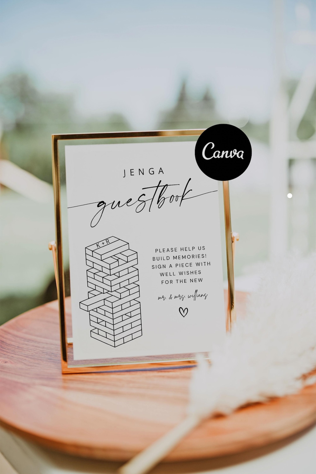 Jenga Sign for Wedding Guest Book, Wedding Building Blocks Sign, Simple ...