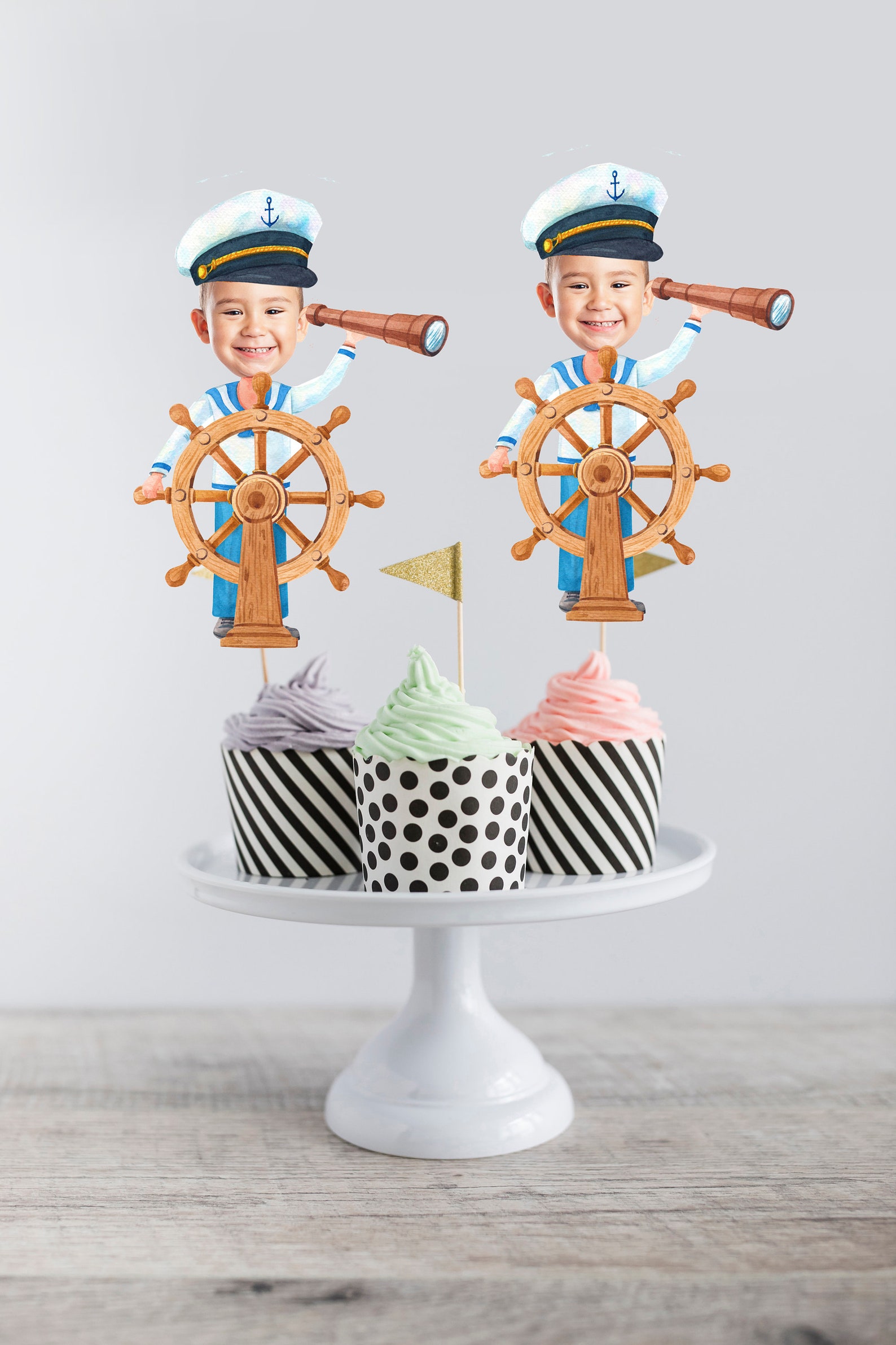 Ship Captain Cupcake Topper Printable, Sea Boy Cupcake Topper, Captain ...