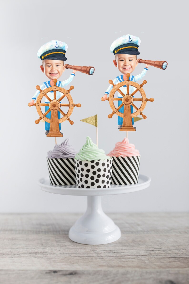 Ship Captain Cupcake Topper Printable, Sea Boy Cupcake Topper, Captain ...