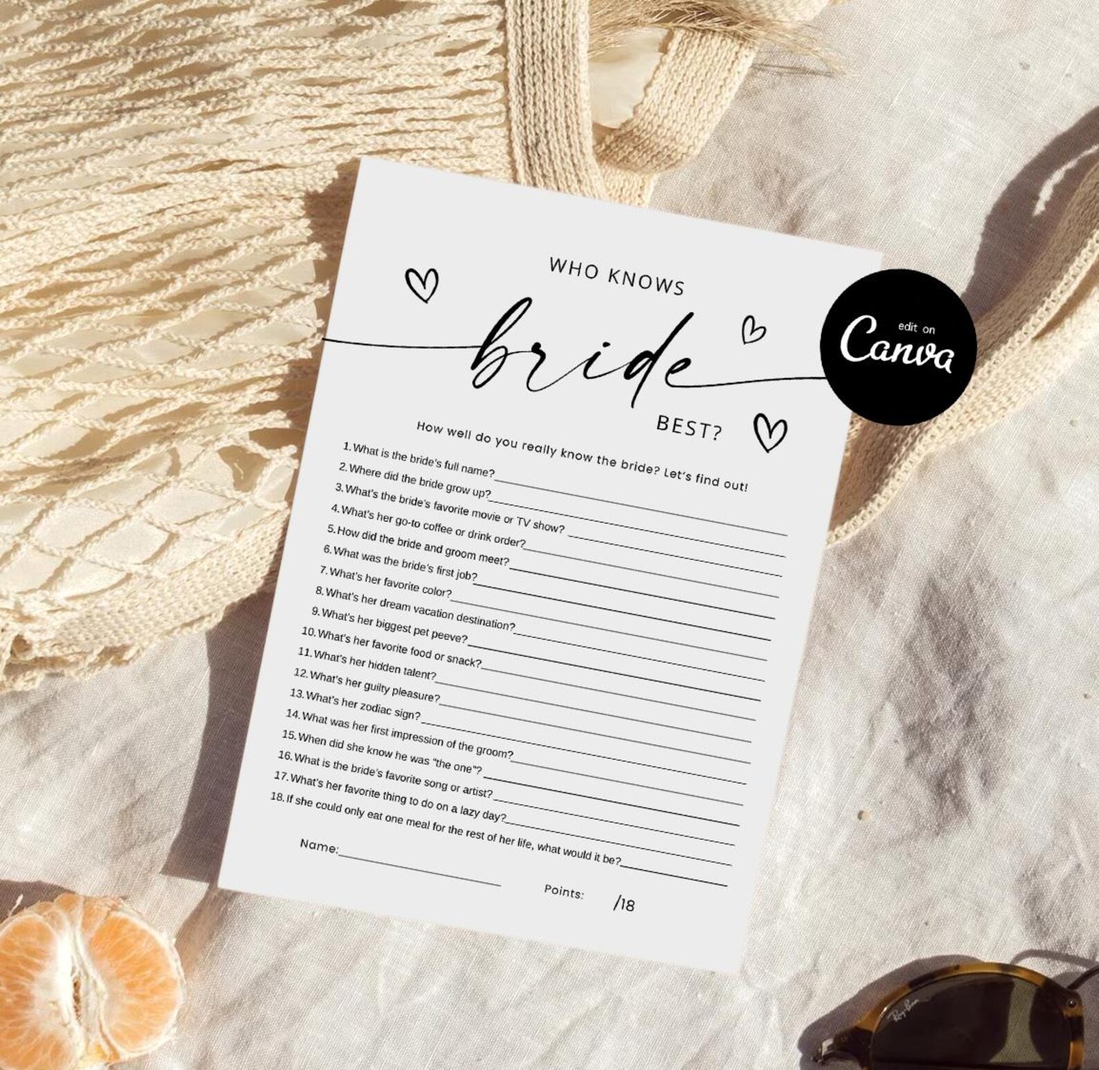 Who Knows the Bride the Best Game, Printable How Well Do You Know the ...