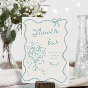 Flower Bar Sign, Wildflower Bouquet Bar Sign Template, Floral Bridal ...