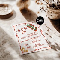 Tomato Summer Menu Template | A5 Canva Editable | Italian Dinner Menu ...