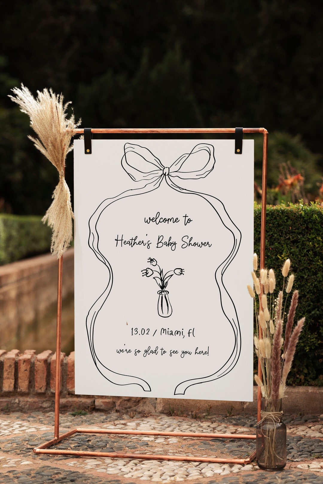 Bow Baby Shower Welcome Sign, Ribbon Baby Shower Welcome Sign, Old ...