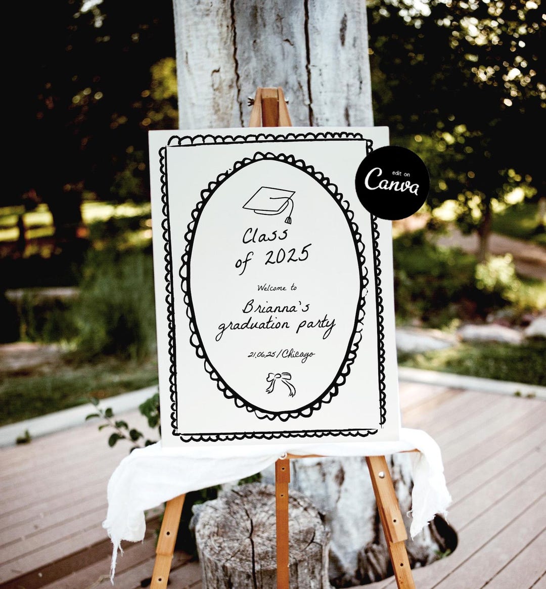 Class of 2026 Graduation Party Welcome Sign Template, Bow Coquette ...
