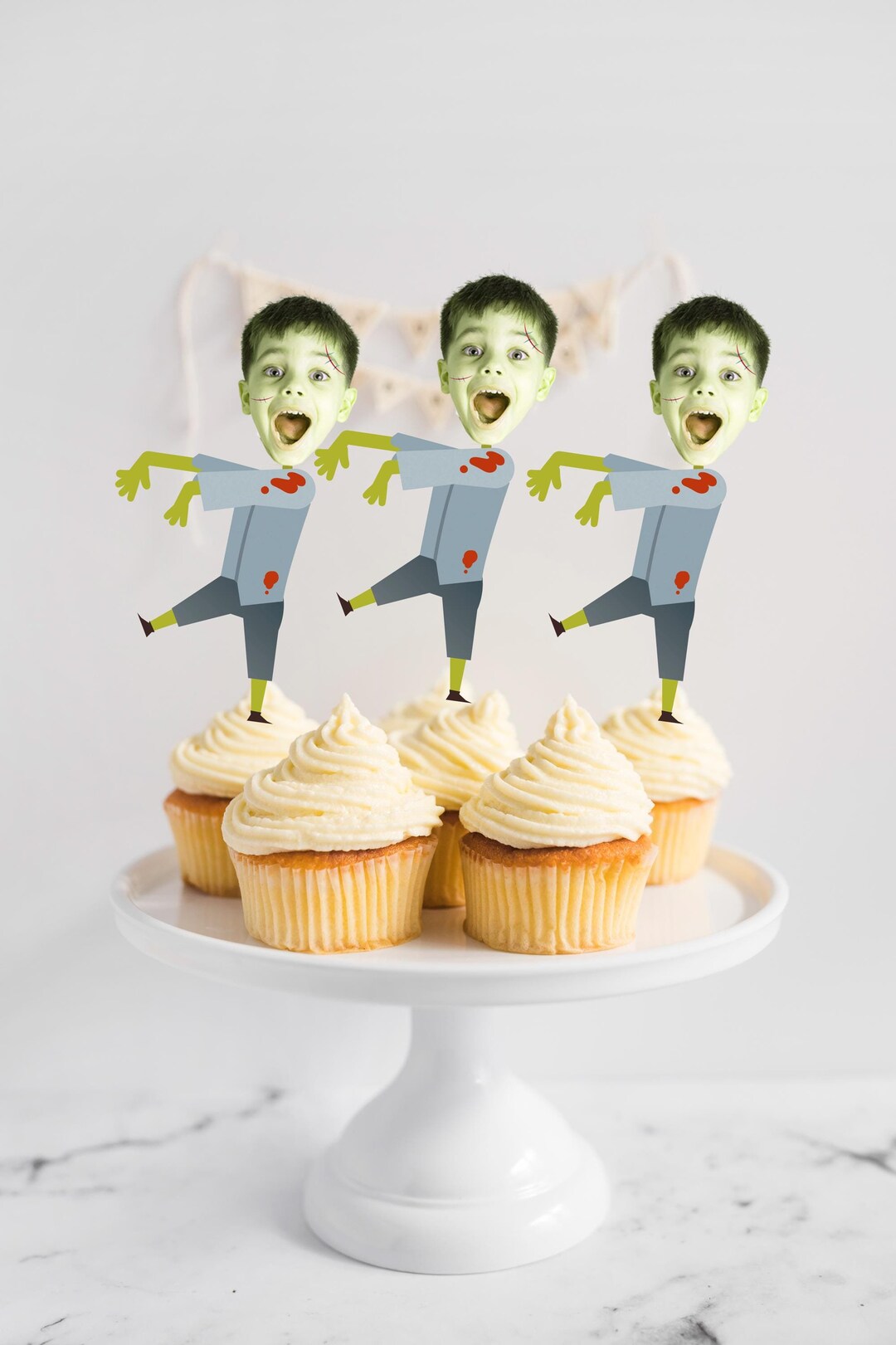 Zombie Cupcake Topper Printable, Halloween Cupcake Toppers, Halloween ...