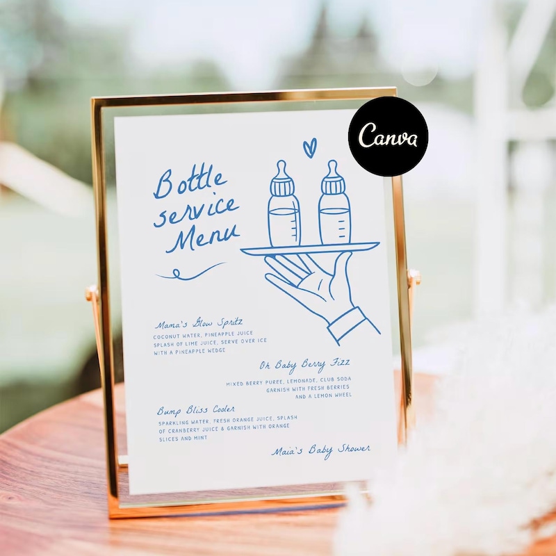 Blue Baby in Bloom Menu - Etsy