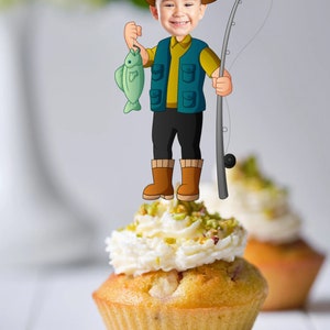 Fishing Birthday Cupcake Topper, Fishing Hat Cupcake Topper Printable ...