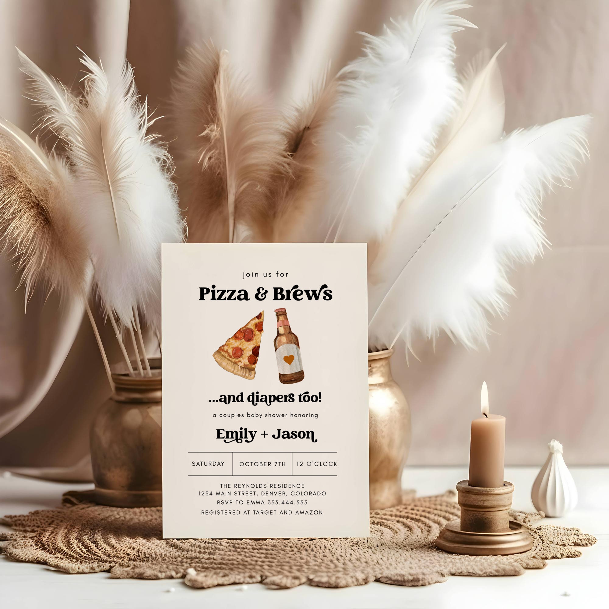 Pizza and Brews Baby Shower Invitation Bundle Pizza Baby - Etsy