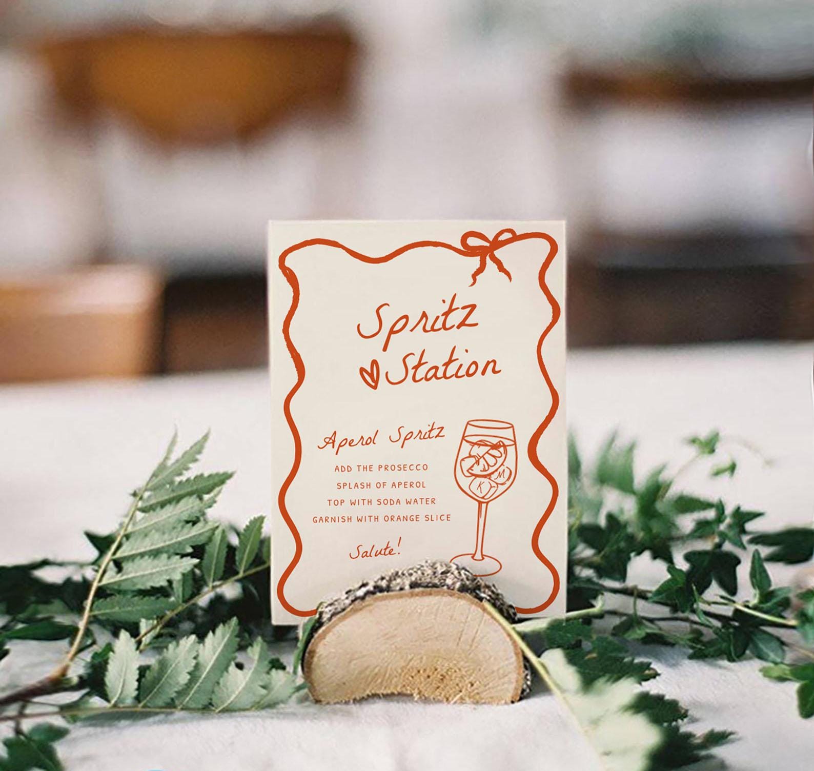 Aperol Spritz Station Sign Template, Wavy Wedding Table Signs, Hand ...
