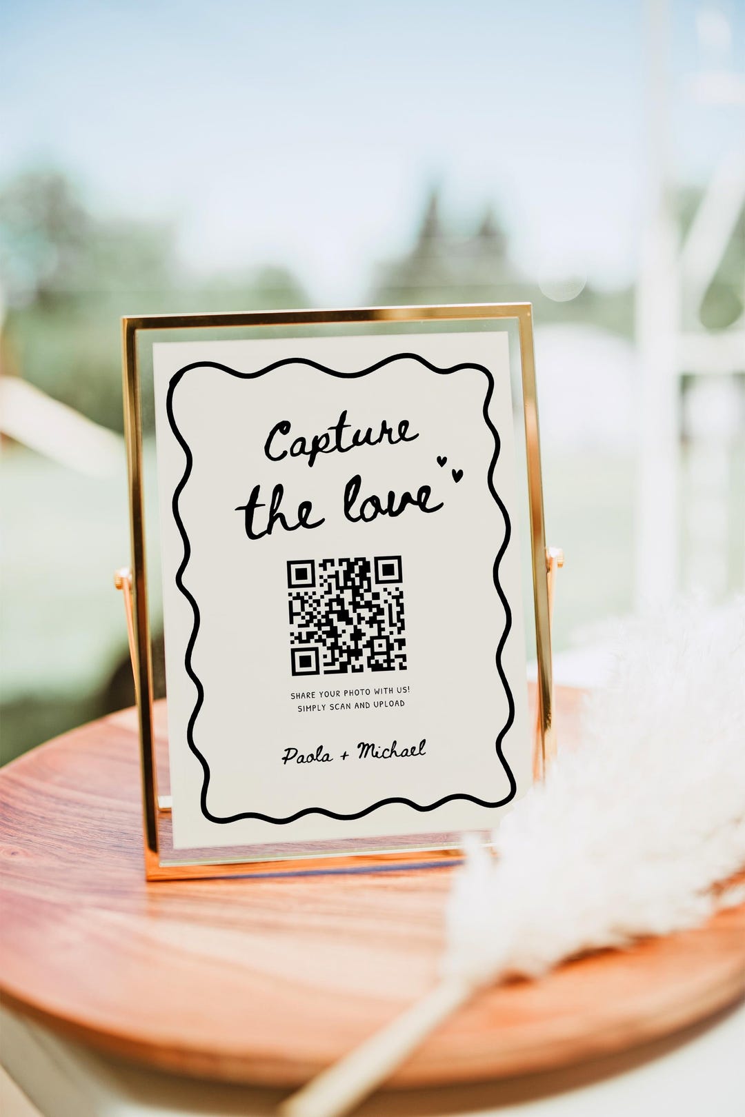 Hand Drawn Capture the Love Sign, Capture the Love Sign Wedding QR Code ...