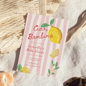 Ciao Bambina Baby Shower Invitation, Ciao Baby Shower Invite, Pink ...