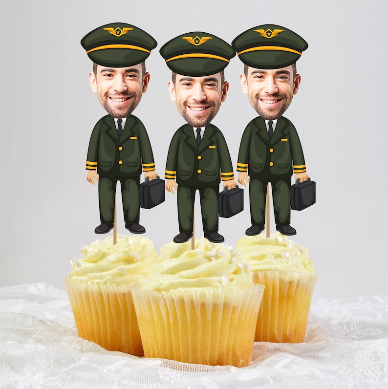 Airplane Pilot Cupcake Topper Printable, Airplane Pilot Party Decor ...